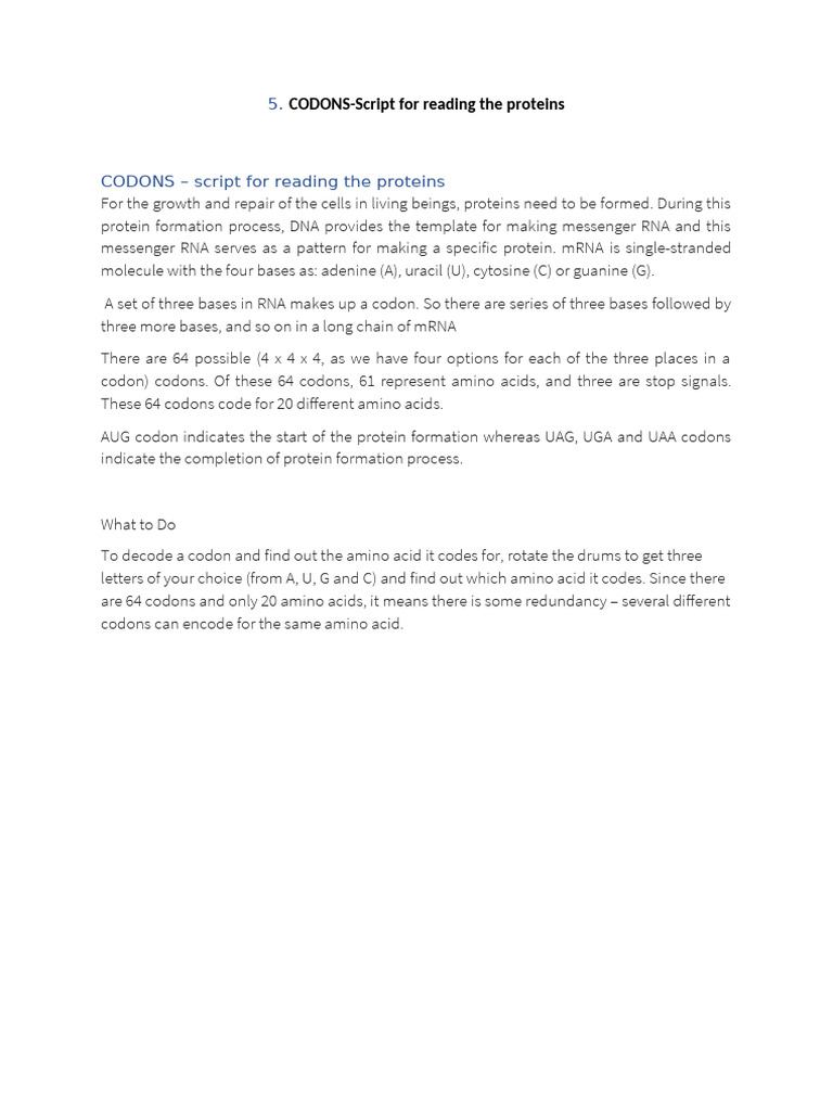 5. CODONS-Script for reading the proteins | PDF