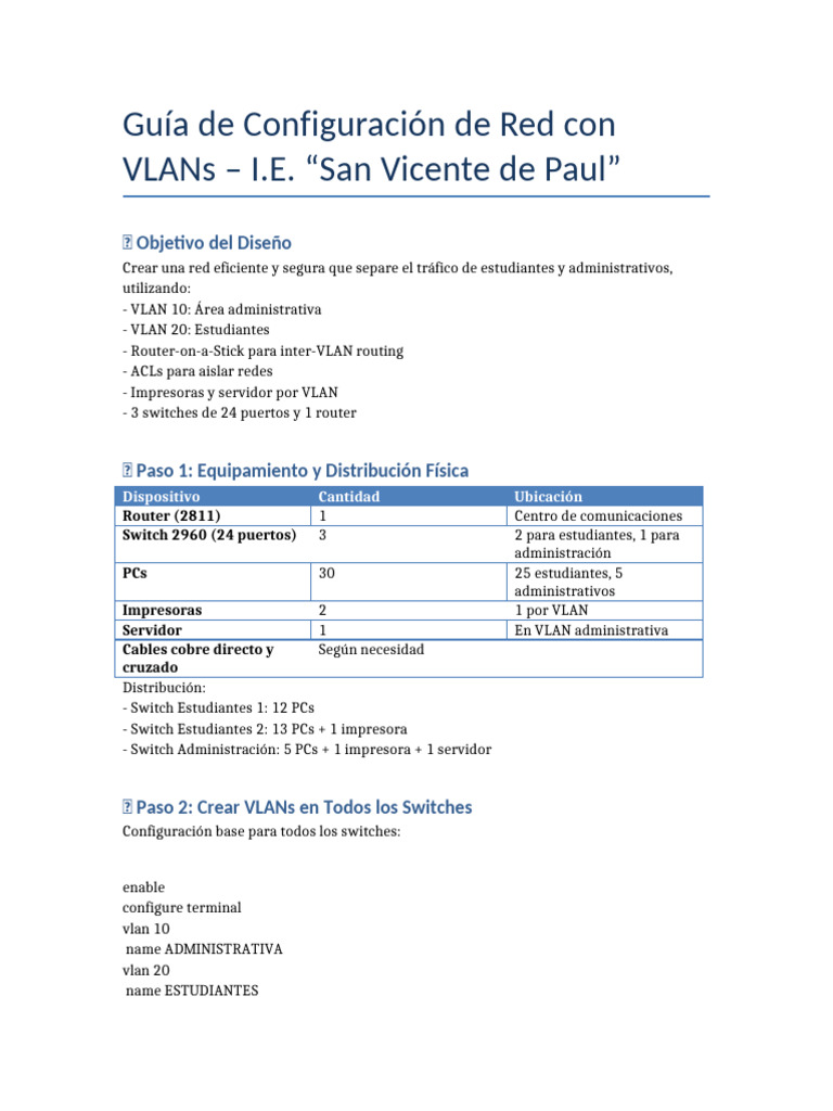 Guía_Config_Red_San_Vicente_VLANs | PDF | Estándares de red | Arquitectura de internet