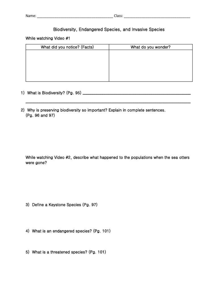 Aaron Schindler - Biodiversity Endangered Species Notes | PDF