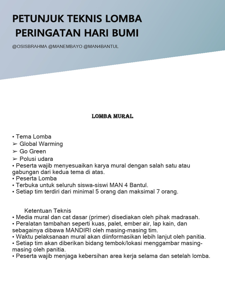 Lomba Mural dan Vlog Hari Bumi MAN 4 Bantul | PDF