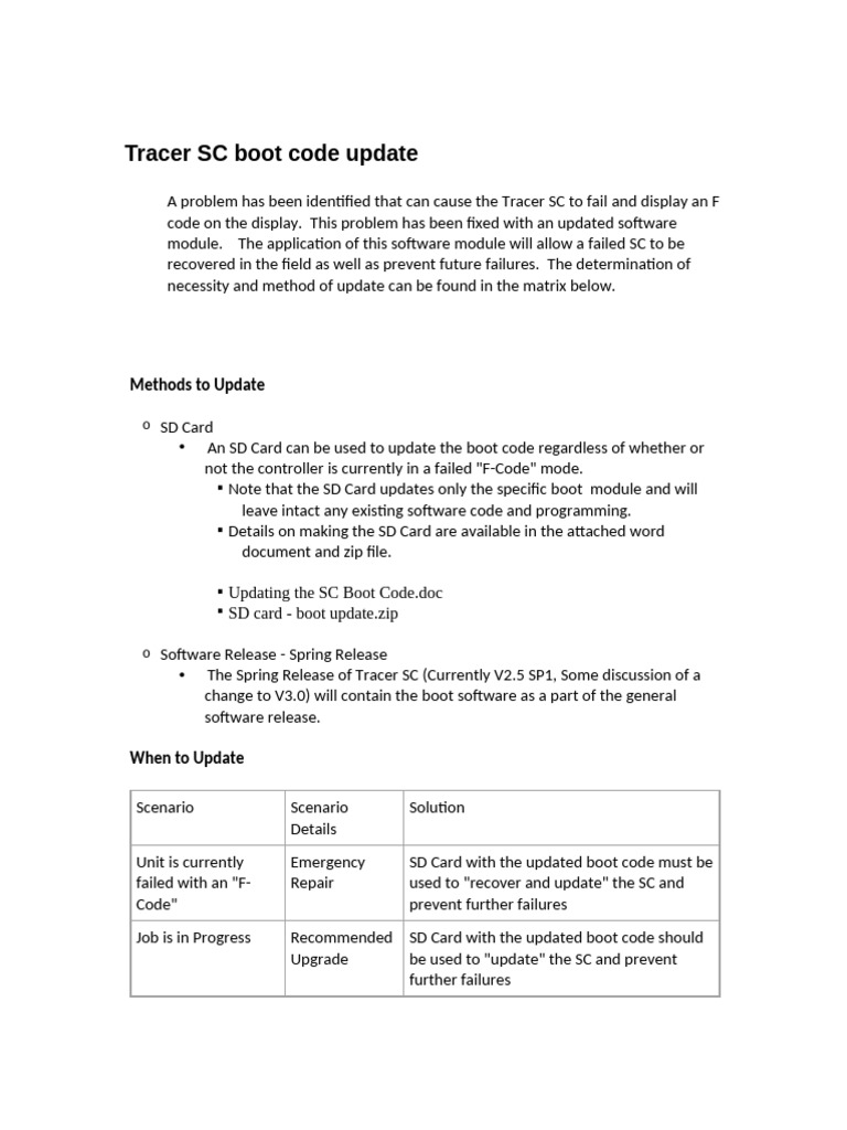 Tracer SC Boot Code Update Guide | PDF | Booting | Software