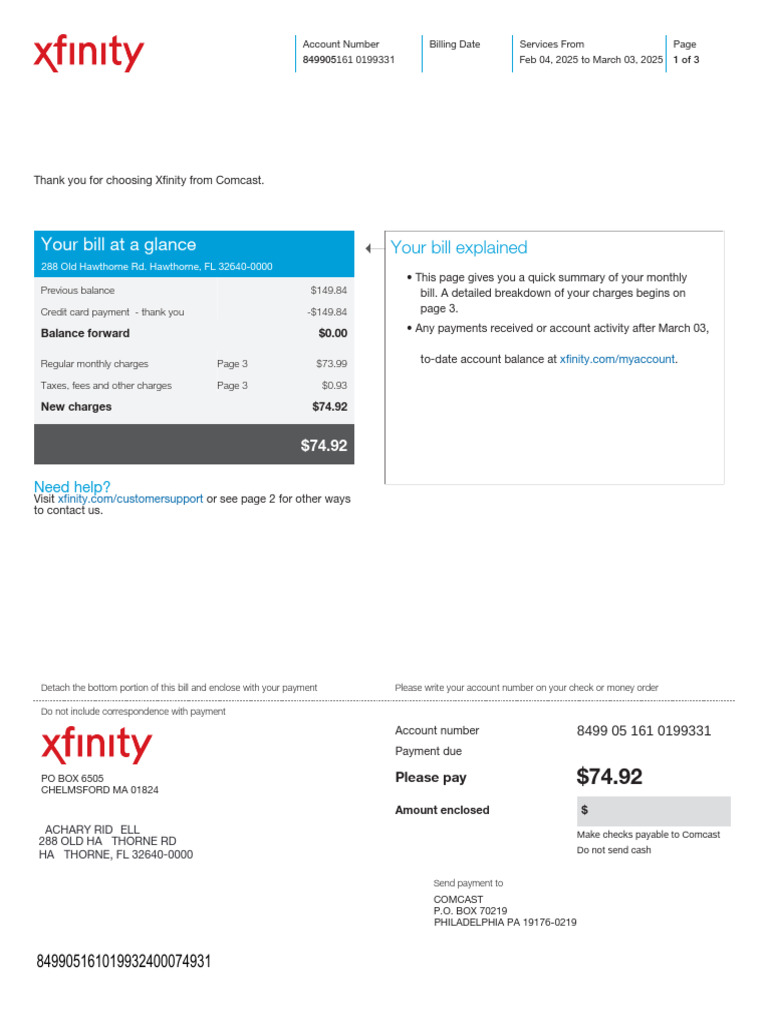 Comcast Bill Payment Instructions | PDF | Banking | Service Industries