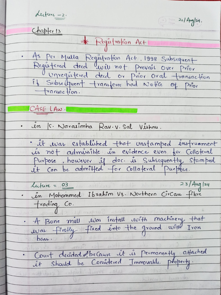 Chapter 13 Law Relating To Registration of Document Jigl Classnotes | PDF