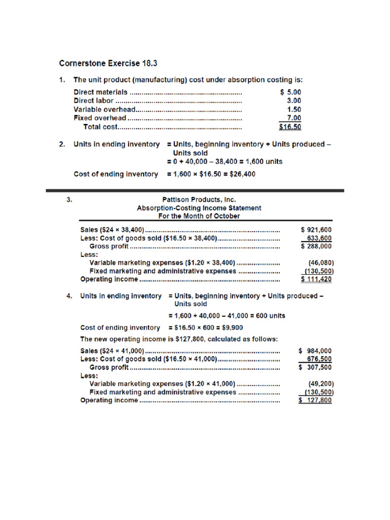Absorption and Variable Exercises - Answer Key | PDF