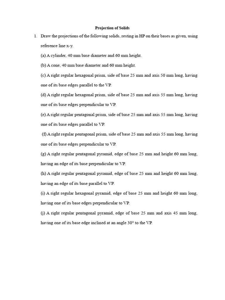 Projection of Solids | PDF