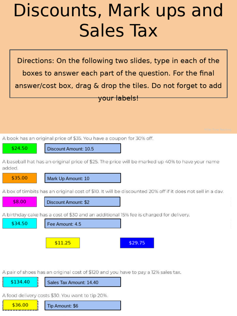 Aaron Schindler - Percent Application Problems Activity 1 | PDF