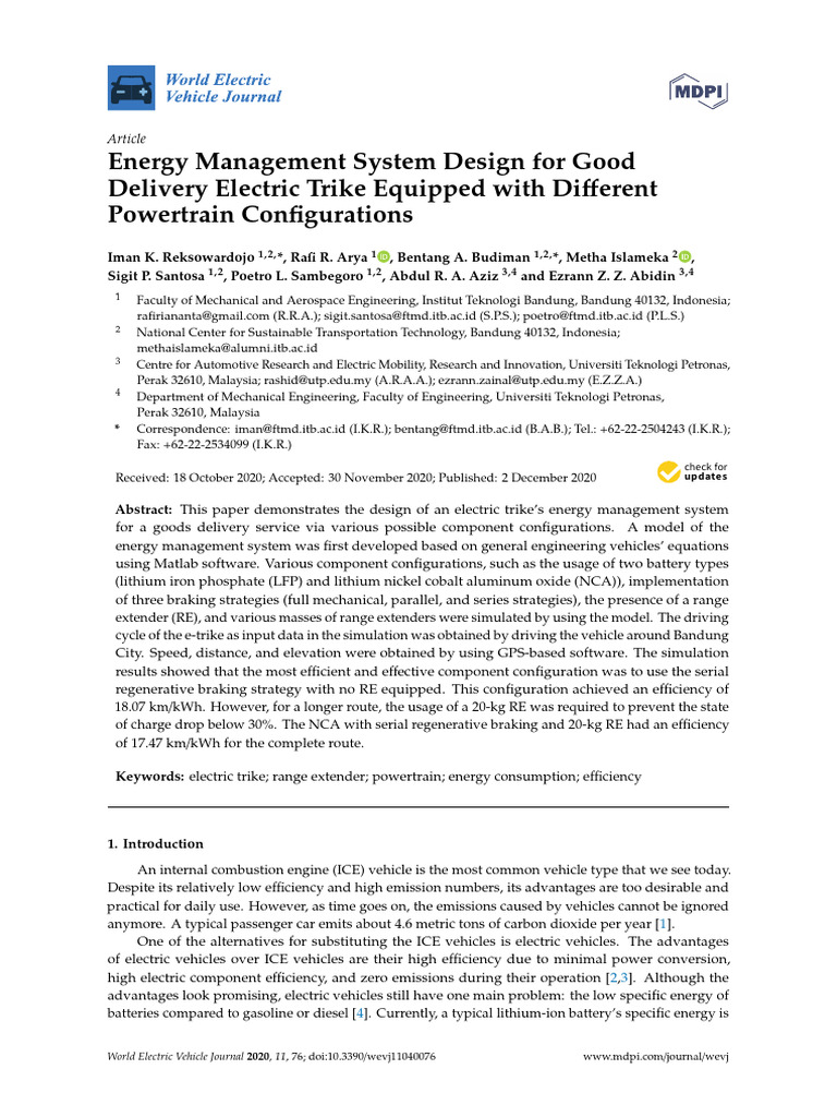 Energy Management for Electric Trikes | PDF | Electric Vehicle | Brake