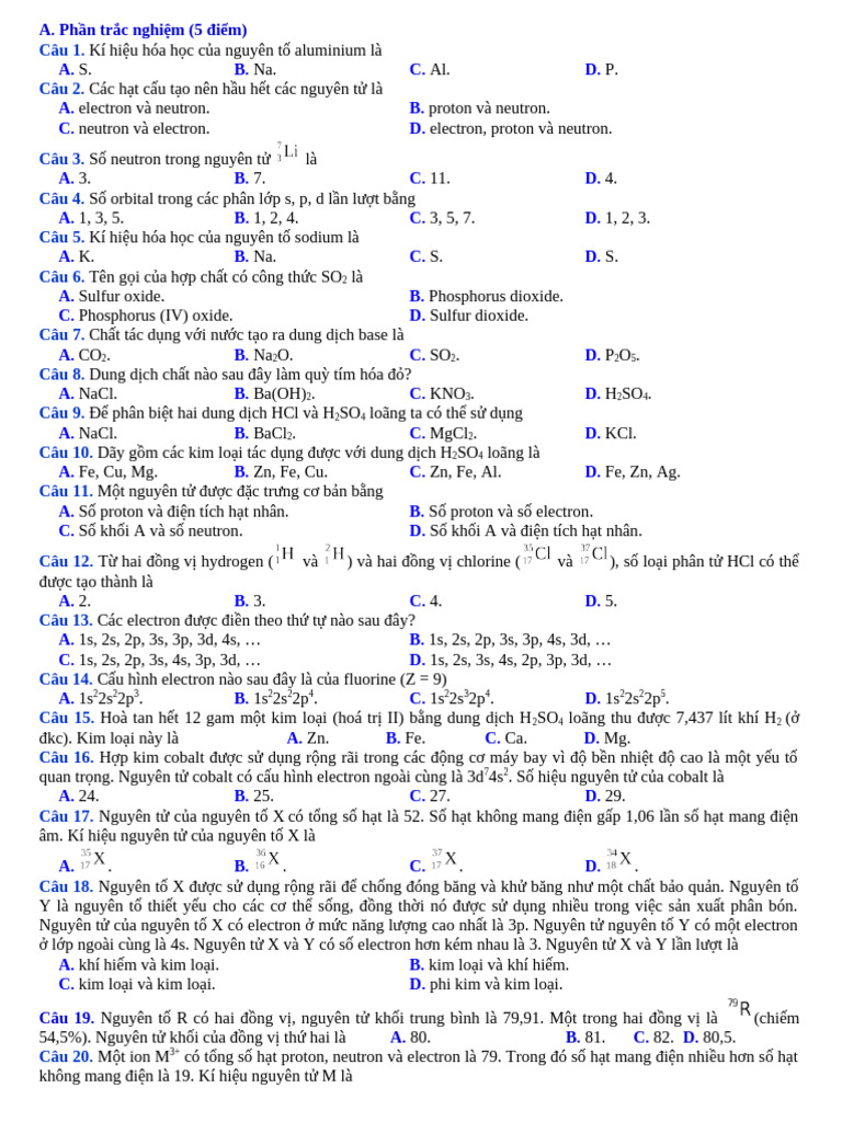 2022 - 2023. de Kiem Tra Thu Giua HKI - de So 1. TTB | PDF