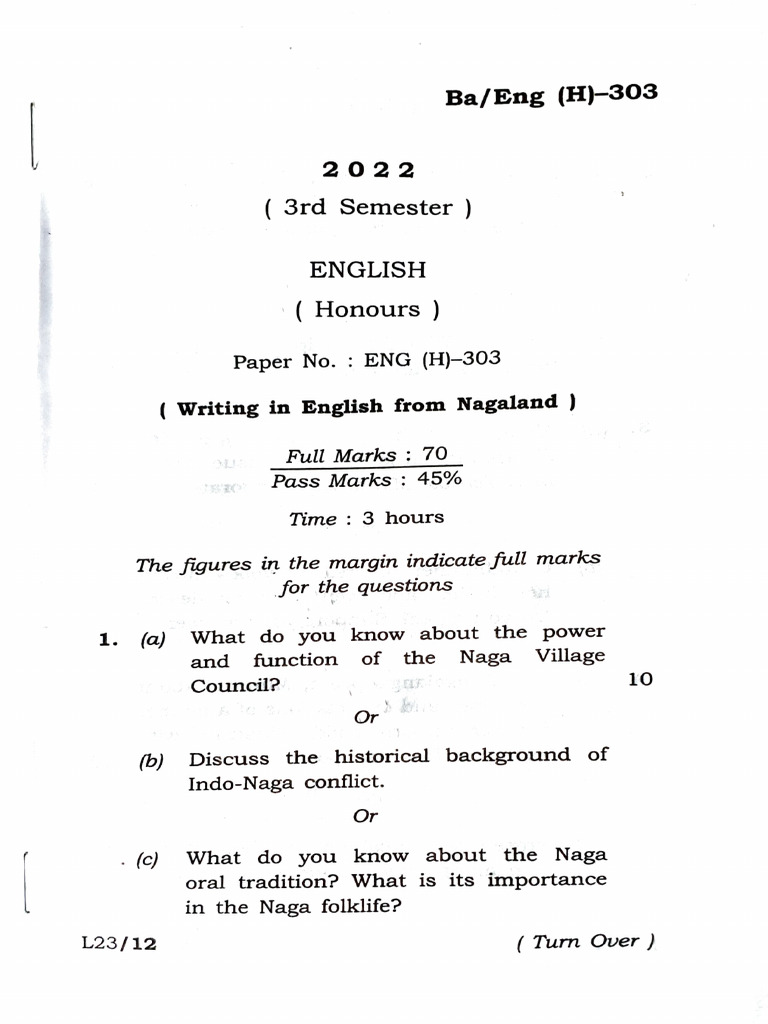 2022 3rd Sem English Hons | PDF