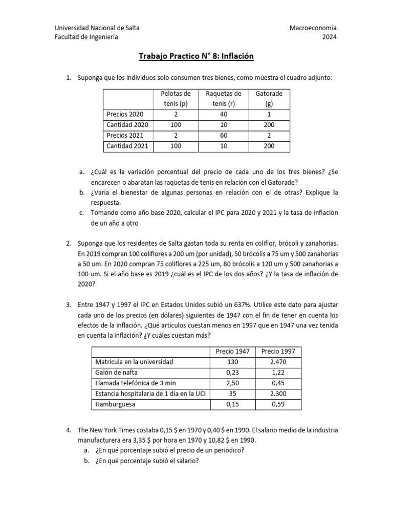 TP8 - Inflacion | PDF | Índice de precios al consumidor | Inflación