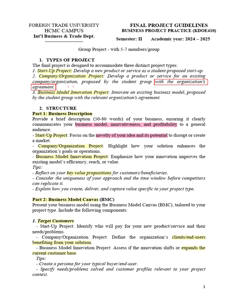 2025_KDOE410 BUSINESS PROJECT PRACTICE_Guidlines&Assessment Criteria ...