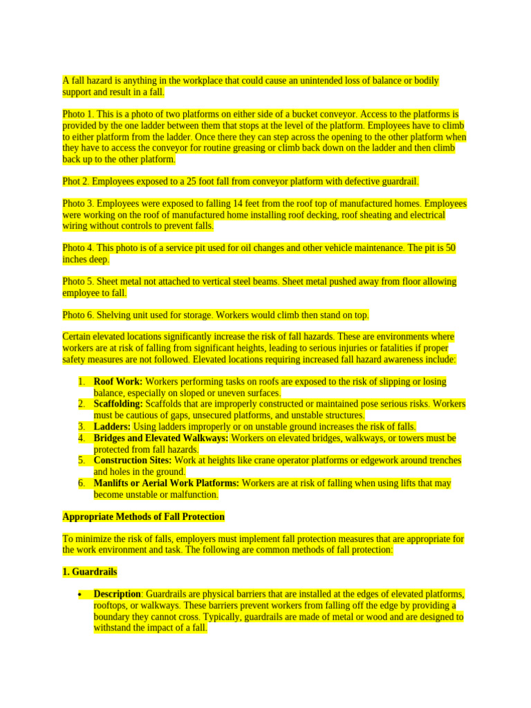 Fall Hazard Awareness and Protection Guide | PDF | Hazards | Emergency ...
