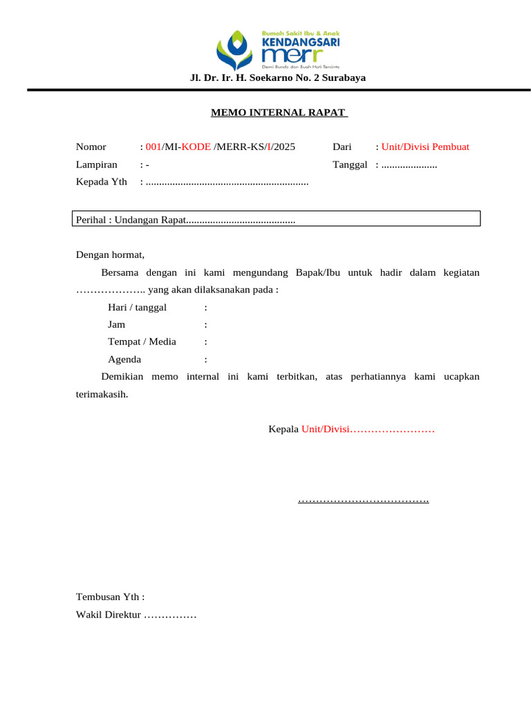 Format Undangan Rapat | PDF