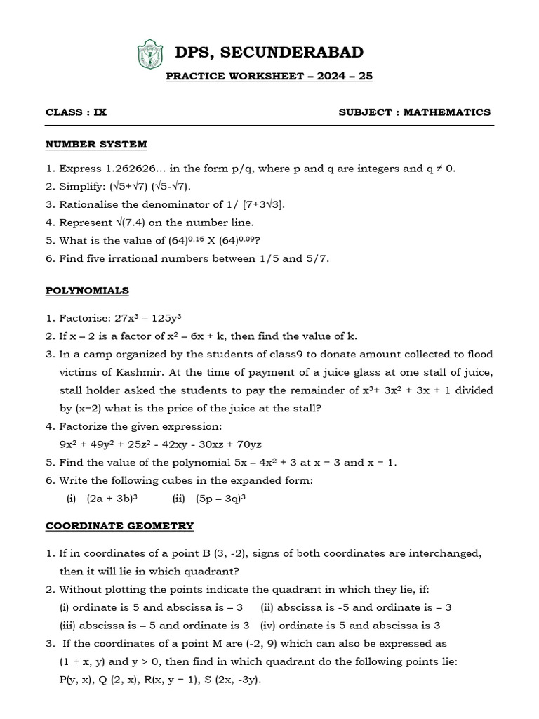 Math Practice Worksheet - Term 1 | PDF | Triangle | Geometry