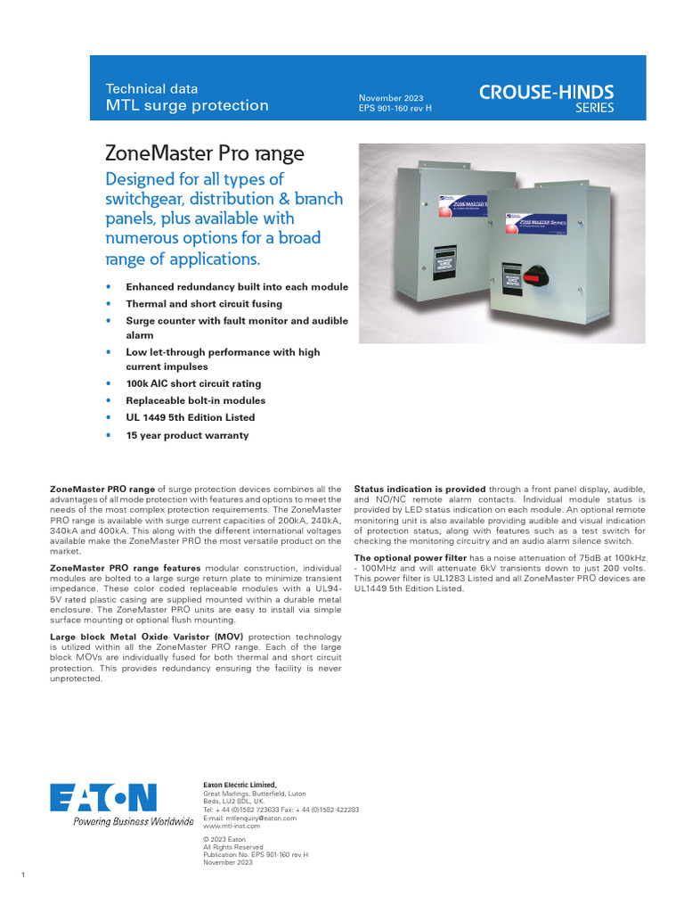 Crouse Hinds MTL Zonemasterpro Catalog Page | PDF | Power (Physics ...