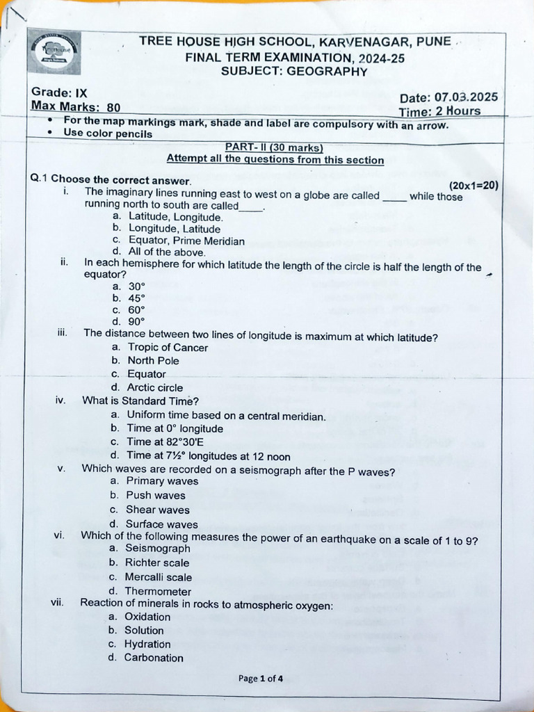 Final Term Exam Geography | PDF