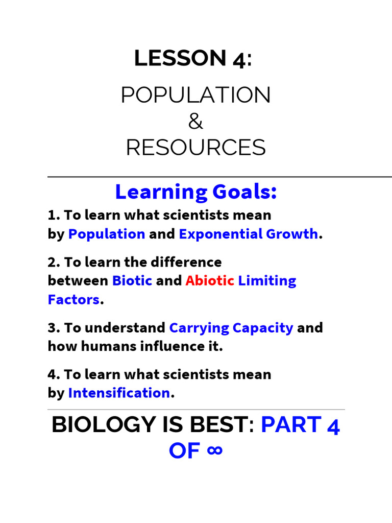 Lesson 4:: Population & Resources | PDF