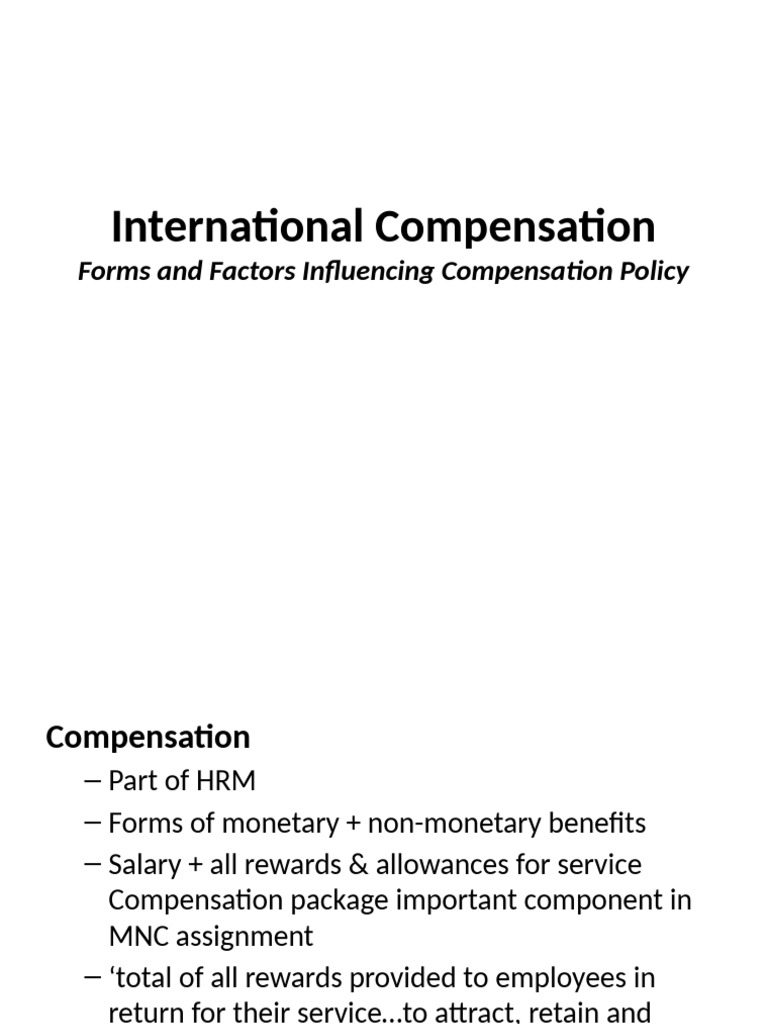 13 International Compensation - Form and Factors of IC | PDF | Cost Of ...