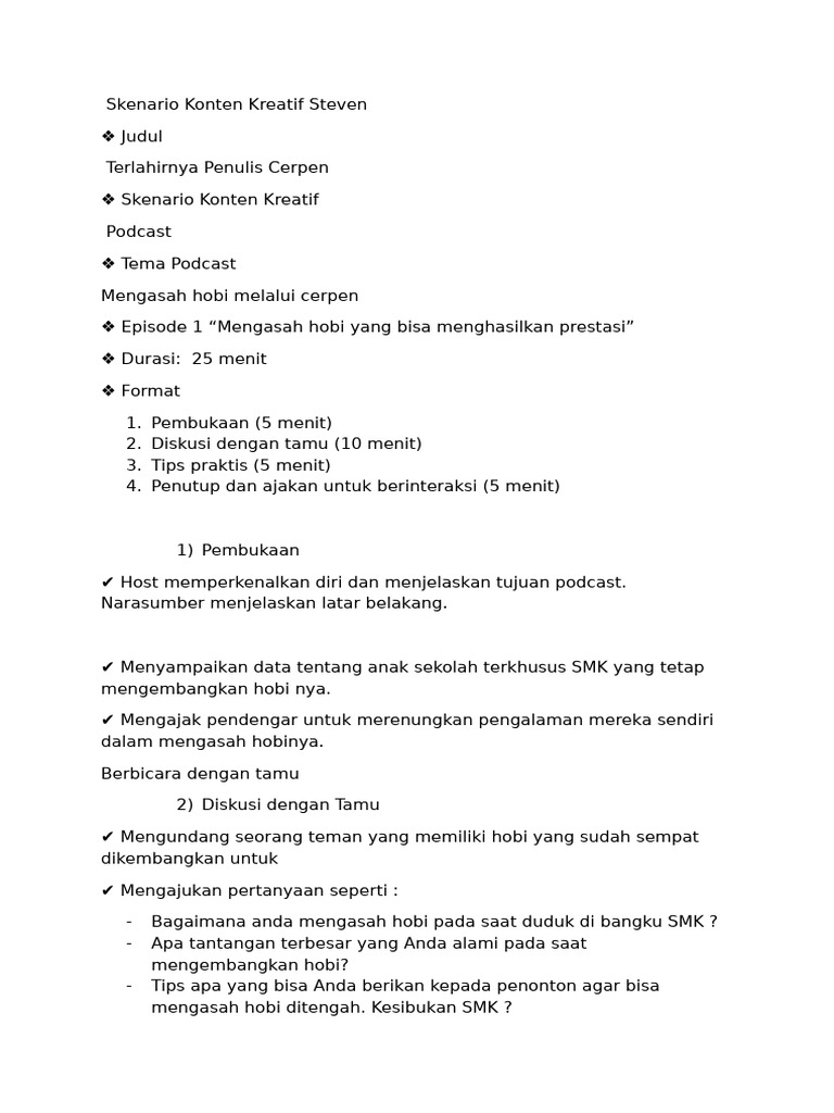 Skenario Konten Steven | PDF