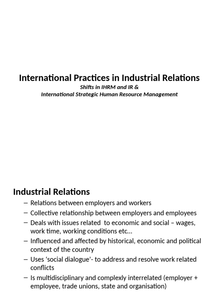 International Industrial Relations Practices | PDF | Trade Union ...