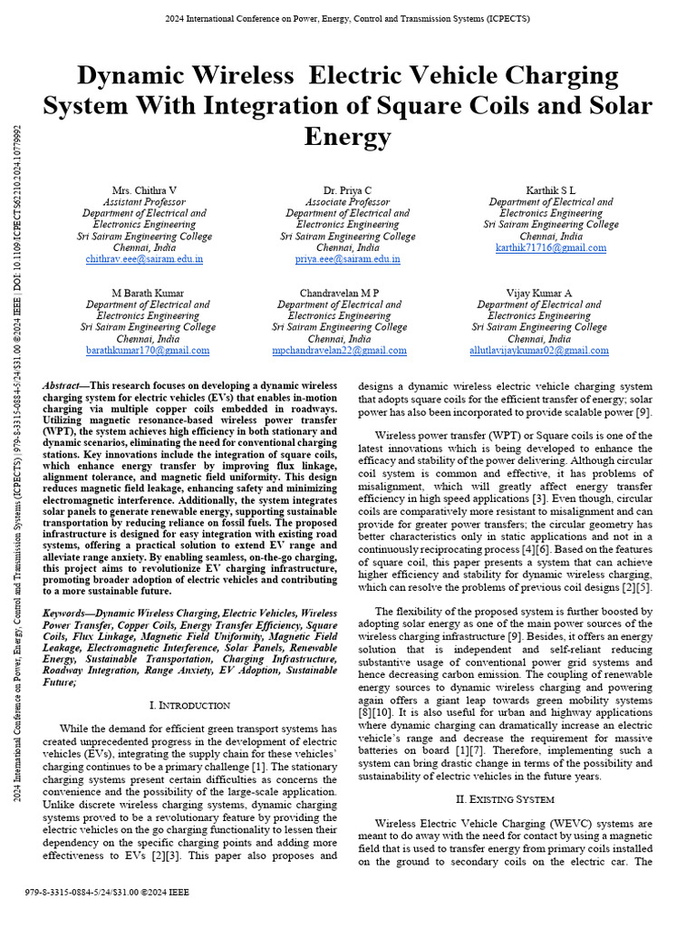Dynamic wireless EV | PDF | Inductor | Electric Vehicle