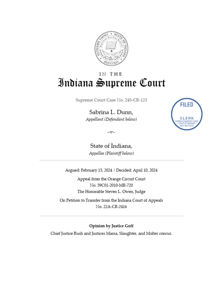 State v. Sabrina Dunn 2024-24s-Cr-00123 | PDF | Burden Of Proof (Law ...