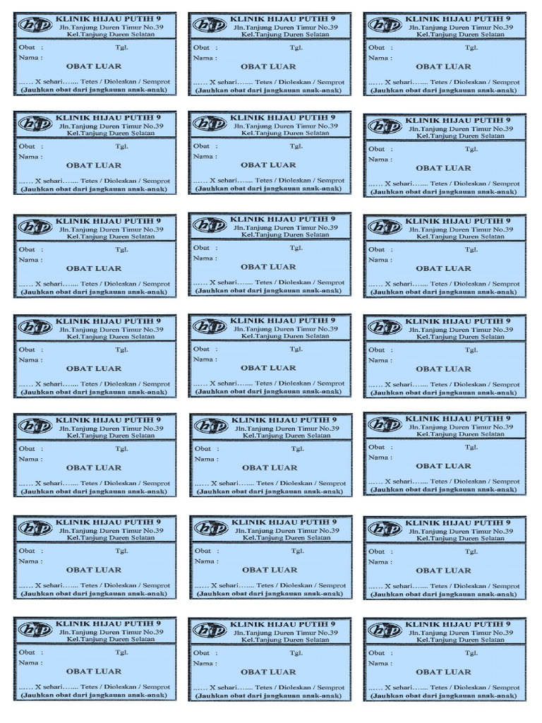 LABEL Etiket Obat Luar | PDF