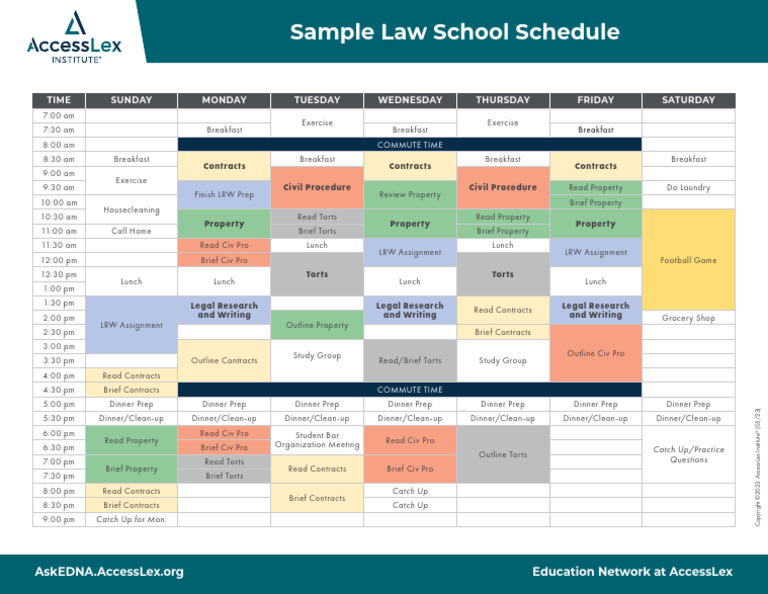 Sample Law School Schedule | PDF