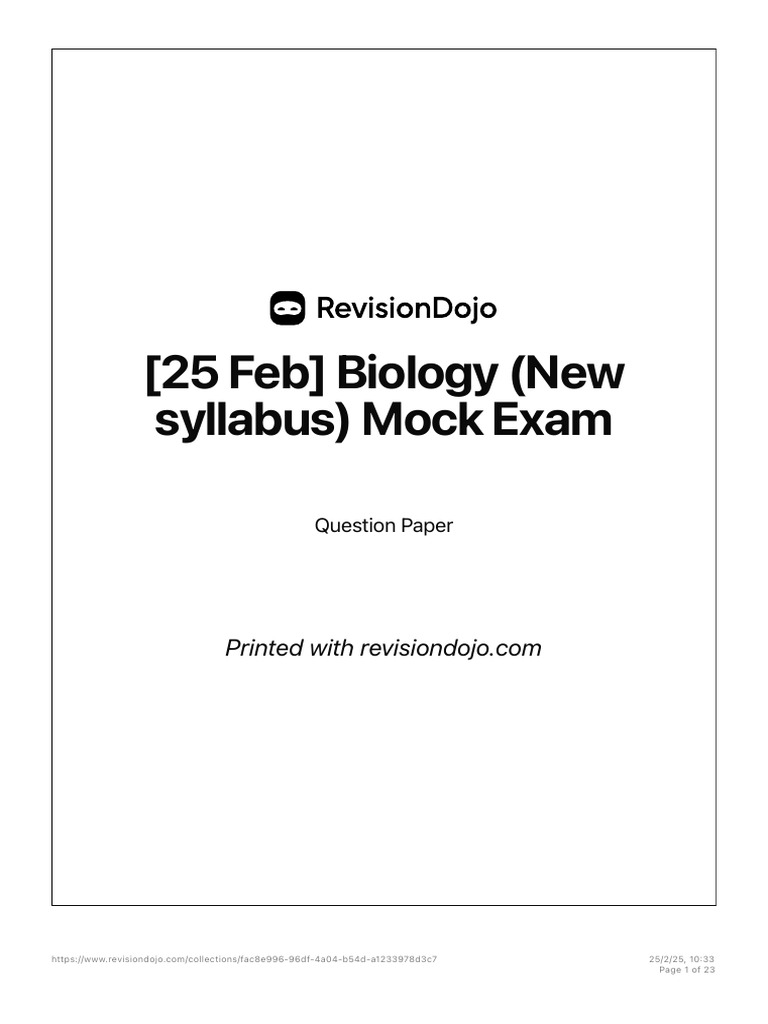 Practice Paper 1 Revision Dojo Biology | PDF | Enzyme | Molecular Biology