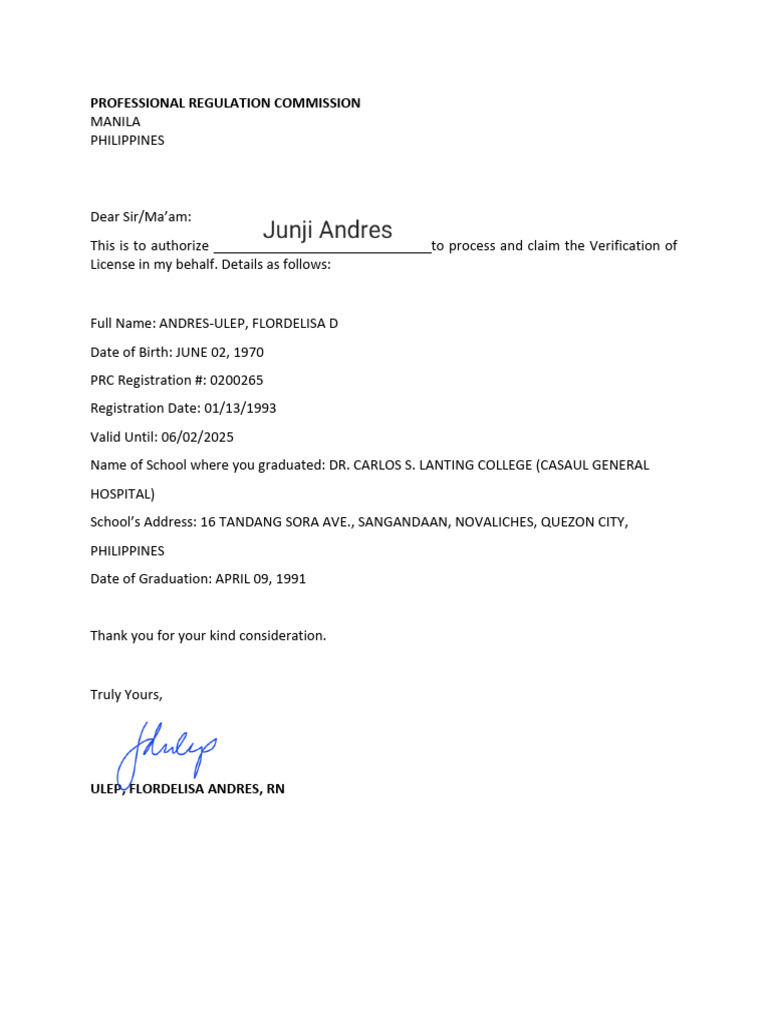 Authorization for PRC ULEP 230726 214342 | PDF