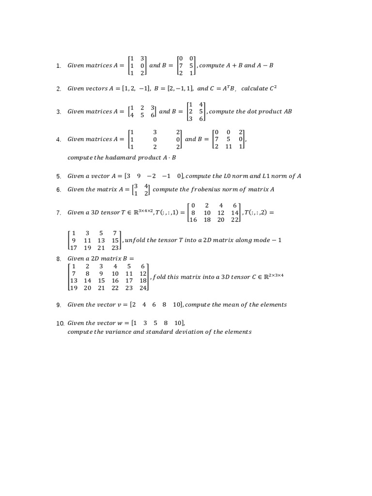 Exercise For Machine Learning Basics-Simple Linear Algebra and ...