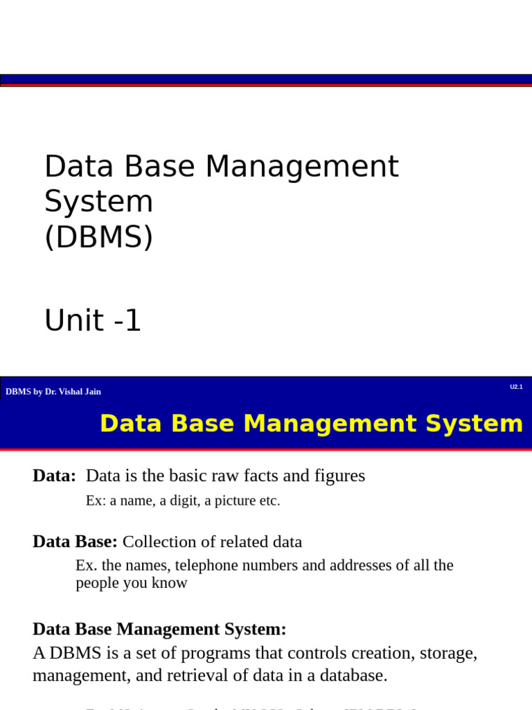 DBMS - Unit 1 | PDF | Databases | Data Model