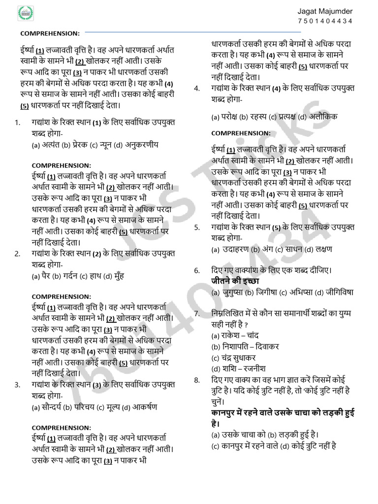Hindi - Set - 01 | PDF
