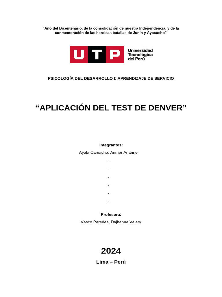APLICACION-DENVER-TEST | PDF | Aprendizaje | Ciencia cognitiva