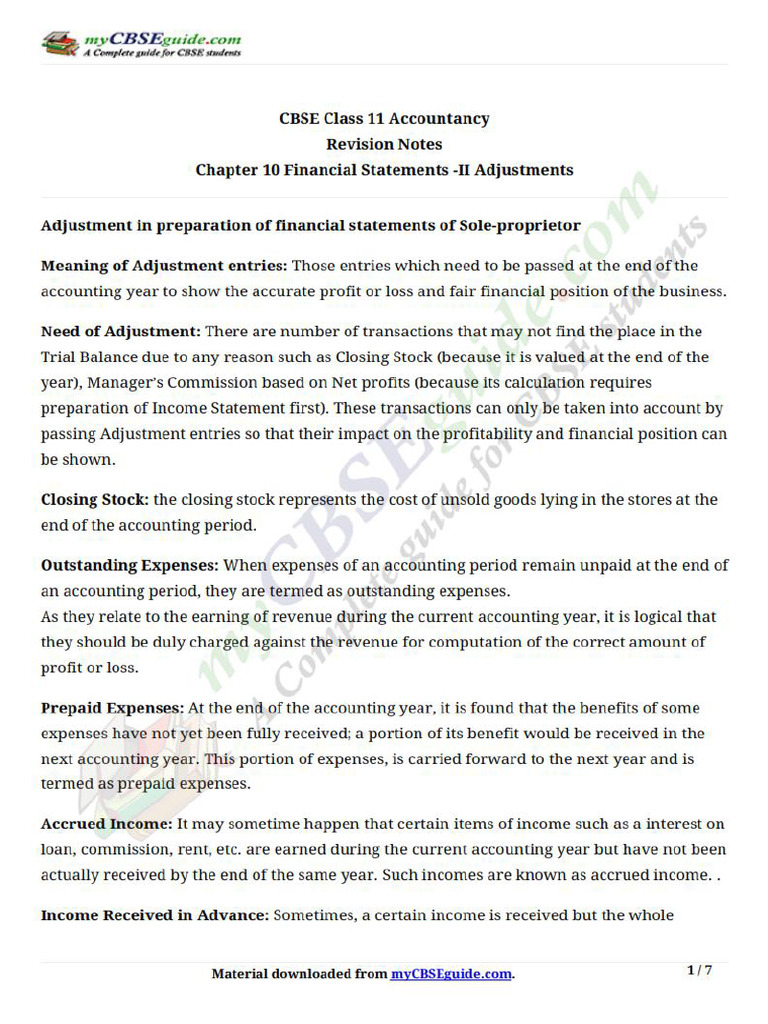 11 Acc Notes CH Adjustments | PDF