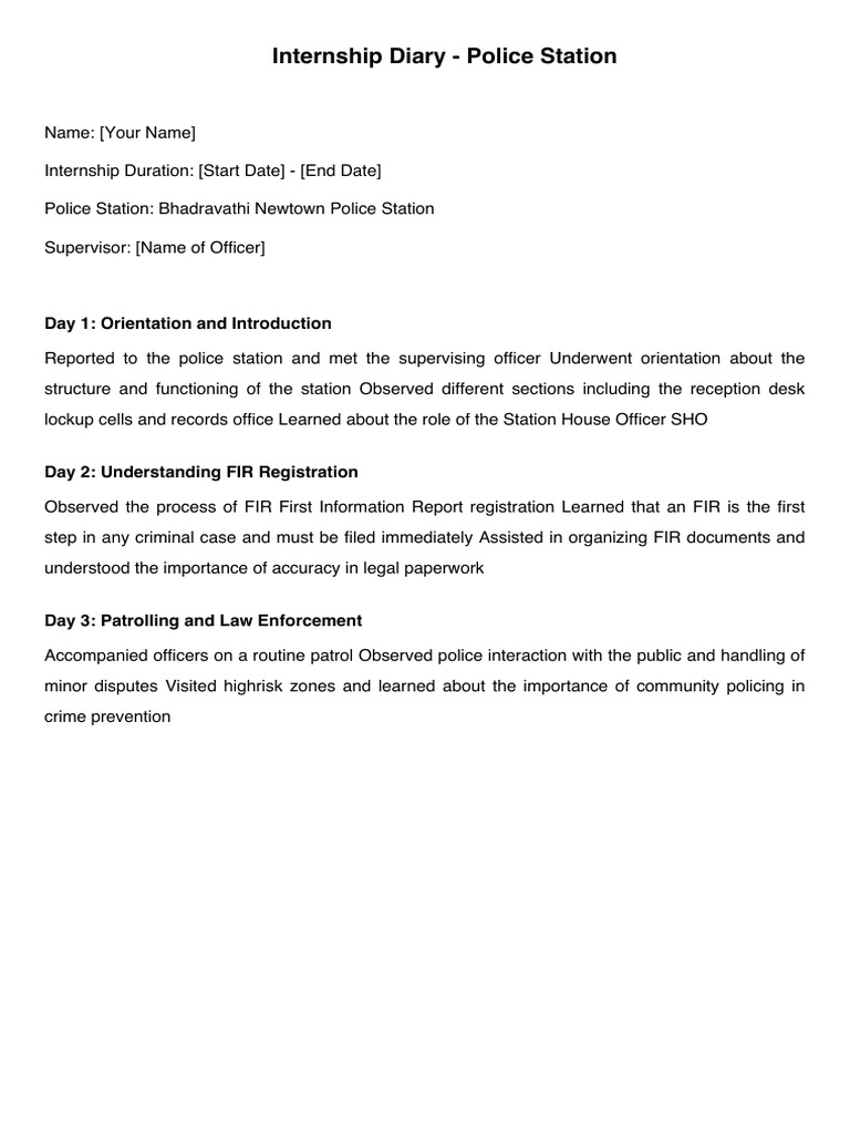 Internship Diary Police Station PDF | PDF