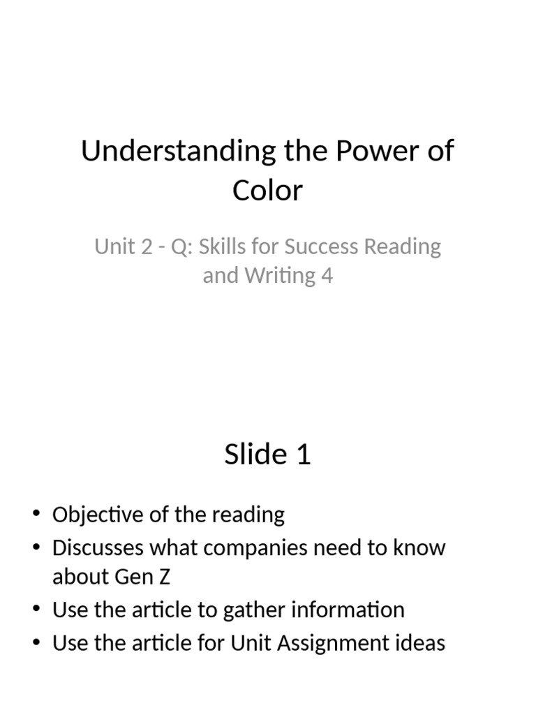 Unit 2 Power of Color Presentation | PDF