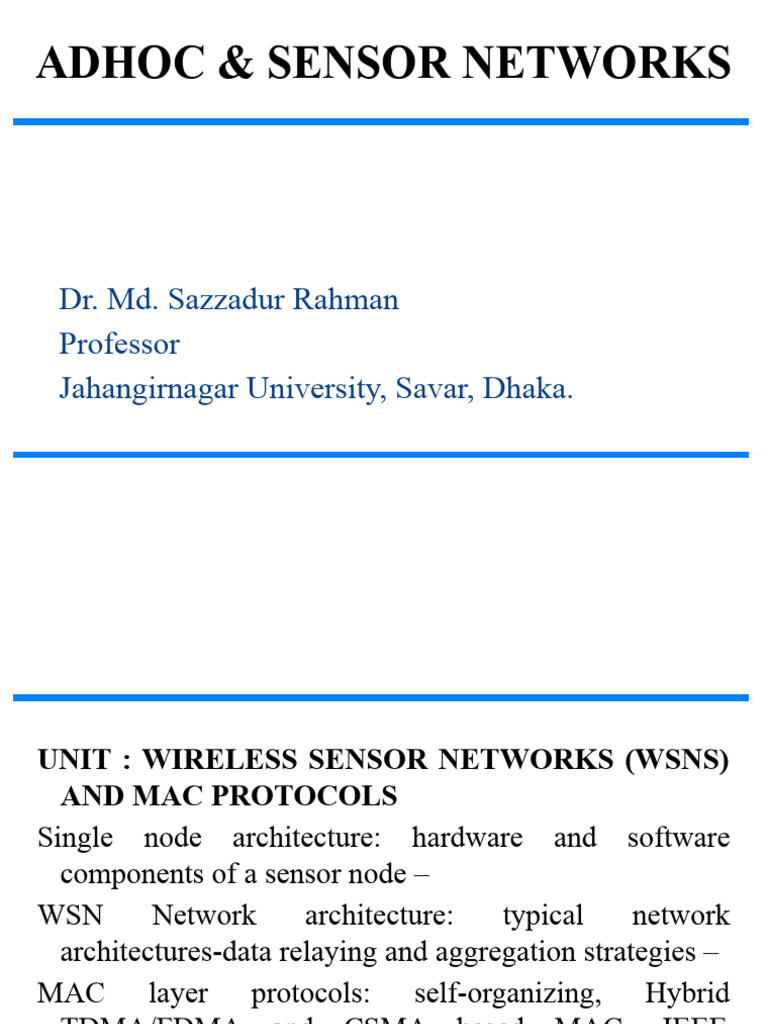 7 - Adhoc and Wireless Network | PDF | Wireless Sensor Network | Computer Network
