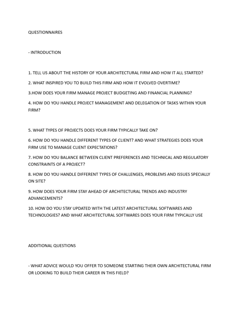 QUESTIONNAIRES | PDF