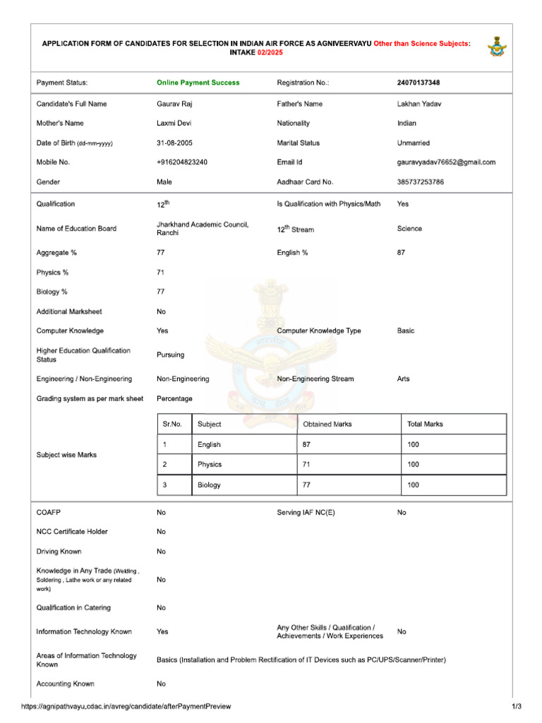 Gaurav Raj Air | PDF