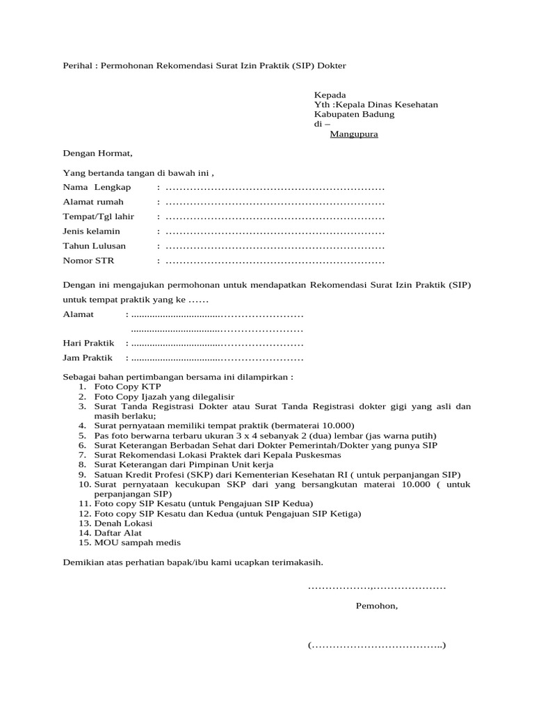 Rekomendasi SIP Dokter | PDF