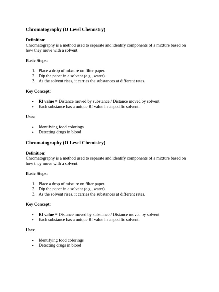 O Level Chromatography | PDF