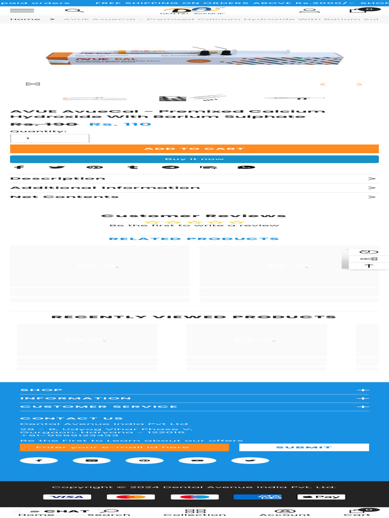 Avue Cal - Premixed Calcium Hydroxide With Barium Sulphate by Dental Avenue | PDF