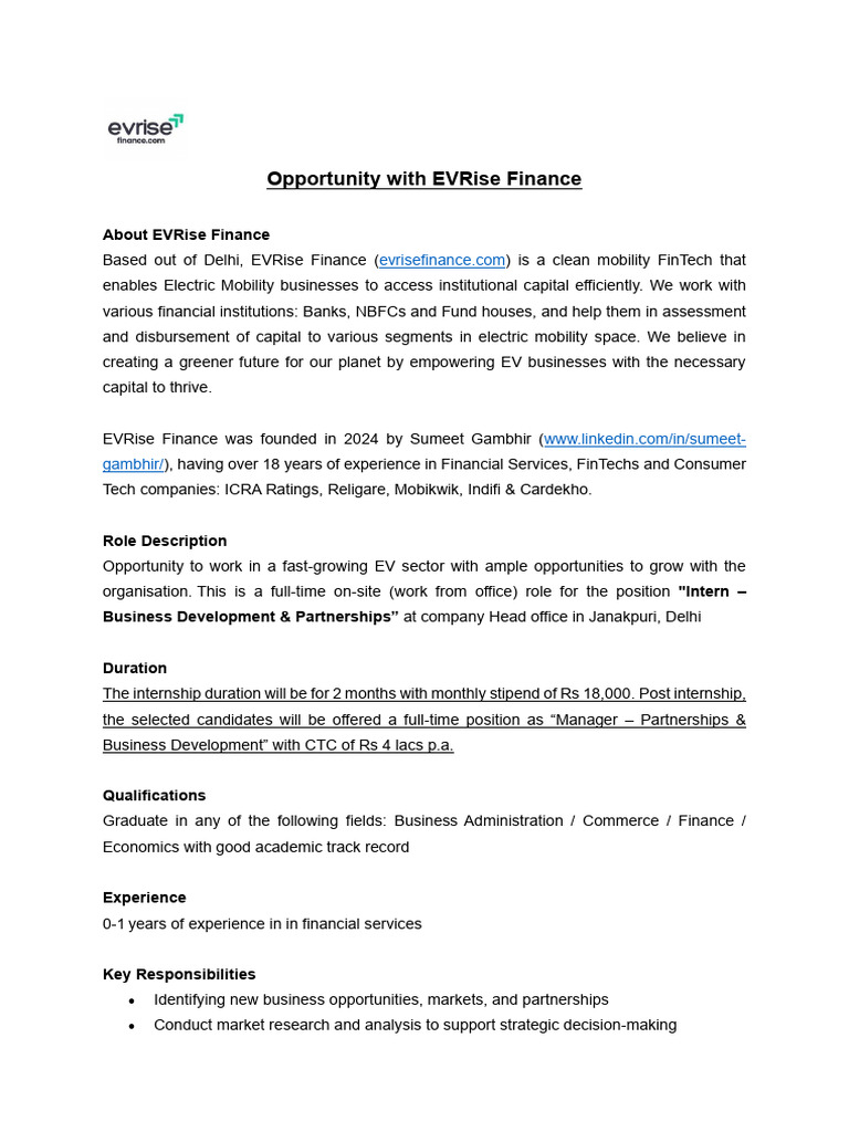 JD - Intern BD & Partnerships Apr'25 | PDF | Economies