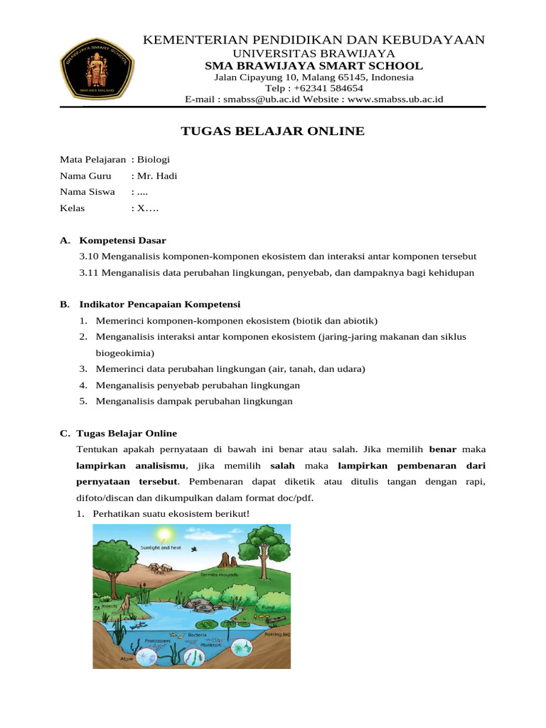 Tugas Belajar Biologi: Ekosistem dan Lingkungan | PDF
