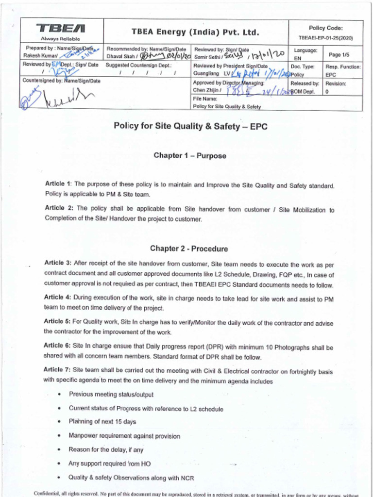 Site Quality and Safety | PDF