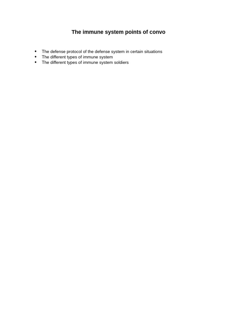 The Immune System Points of Convo | PDF