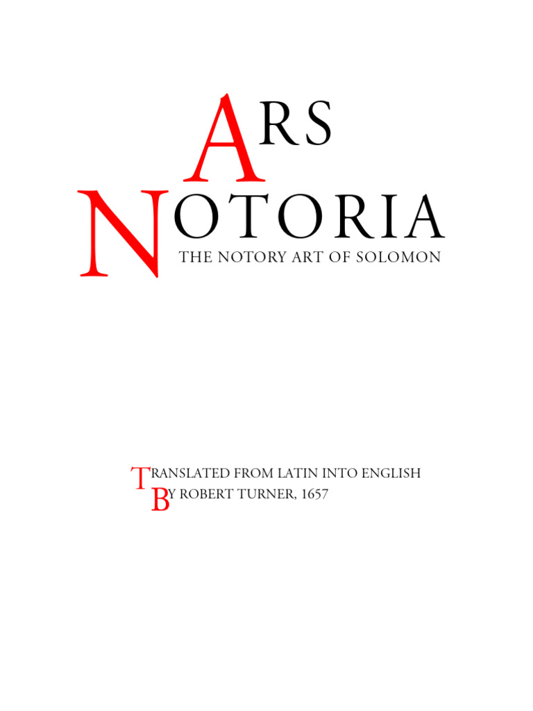 Ars Notoria - The Notary Art of Solomon | PDF