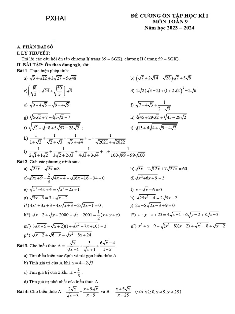 De Cuong Toan 9 - HK1 | PDF