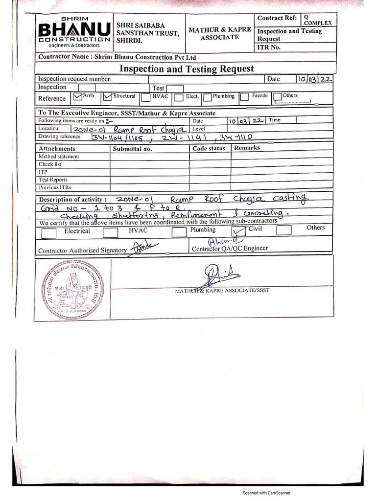 Checklist for Chajja | PDF